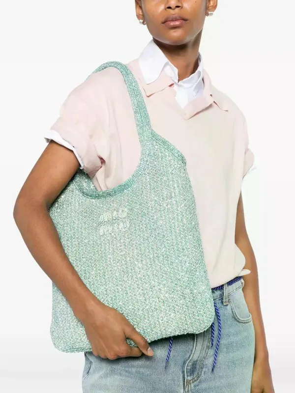 Miu Miu Sequin Embellished Crochet Shoulder Bag