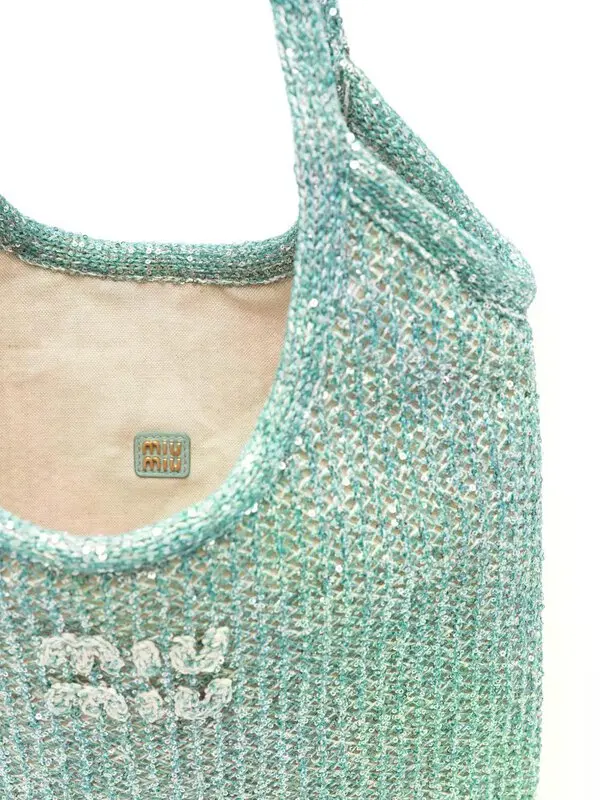 Miu Miu Sequin Embellished Crochet Shoulder Bag