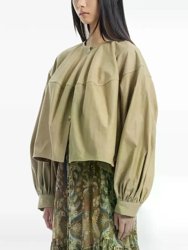 INTO THE EAST Cropped Puff-sleeve Coat