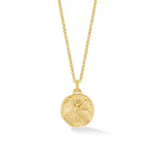 DOWER & HALL St. Michael Talisman Necklace In Vermeil - Gold