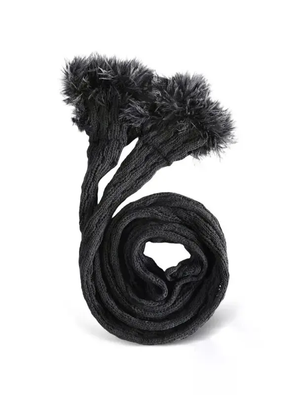 ANN DEMEULEMEESTER Cable-knit Pom-pom Scarf - Black