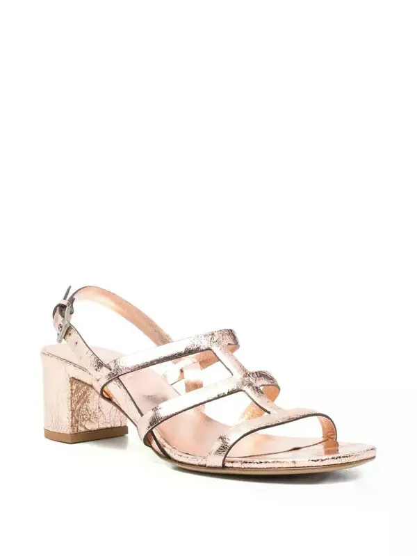 DEL CARLO Cracked Effect Metallic Finish Sandals