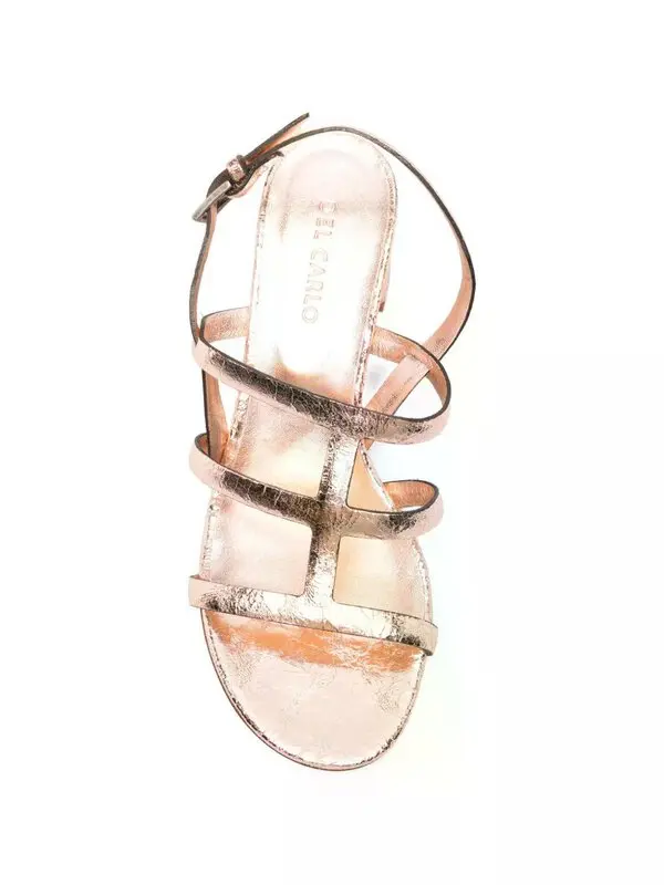 DEL CARLO Cracked Effect Metallic Finish Sandals
