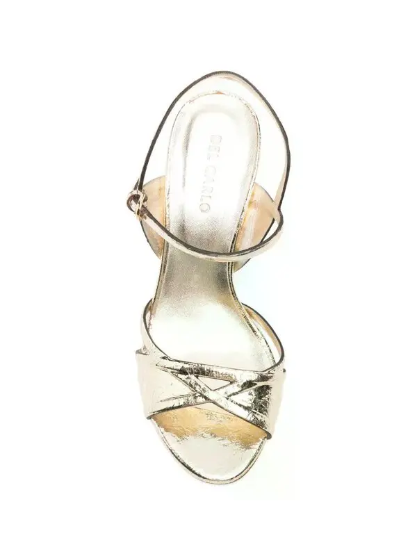 DEL CARLO Crackle-effect Crossover-strap Stiletto Sandals