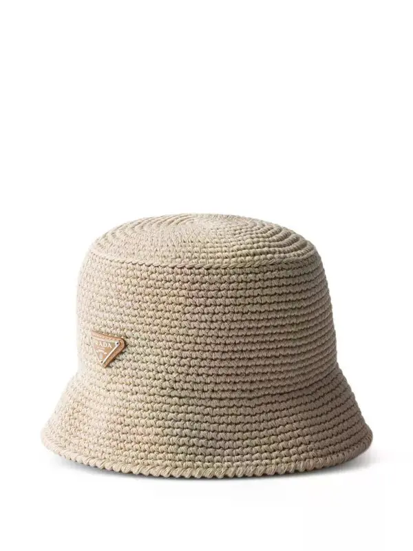Prada Crochet Bucket Hat - Neutrals
