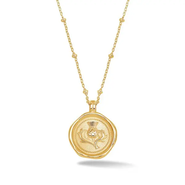 DOWER & HALL Thistle Talisman Necklace In Vermeil - Gold