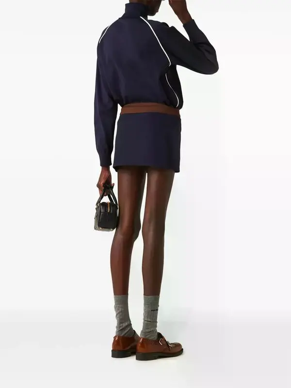 Miu Miu Embroidered Logo Mini Skirt