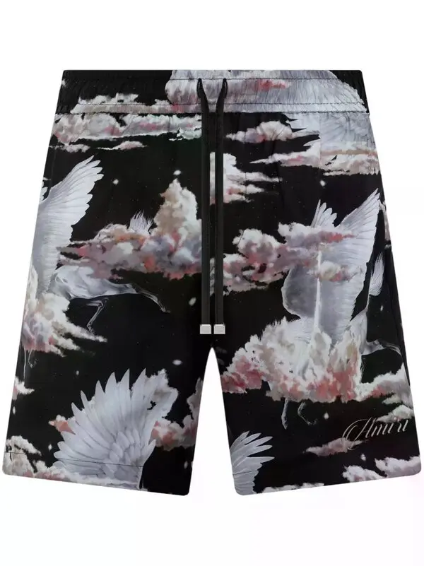 Amiri Graphic-print Silk Pyjama Shorts - Black