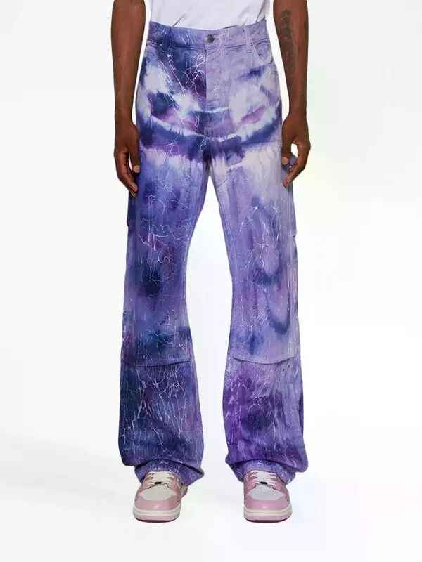 Amiri Cracked Tie-dye Carpenter Jeans - Purple