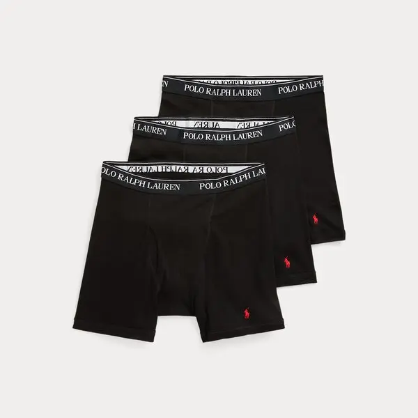Ralph Lauren Cotton Wicking Boxer Brief 3-pack - Polo Black/rl2000 Red