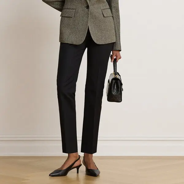 Ralph Lauren Double-faced Cotton Slim Straight Ankle Pants - Black