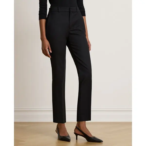 Ralph Lauren Double-faced Cotton Slim Straight Ankle Pants - Black
