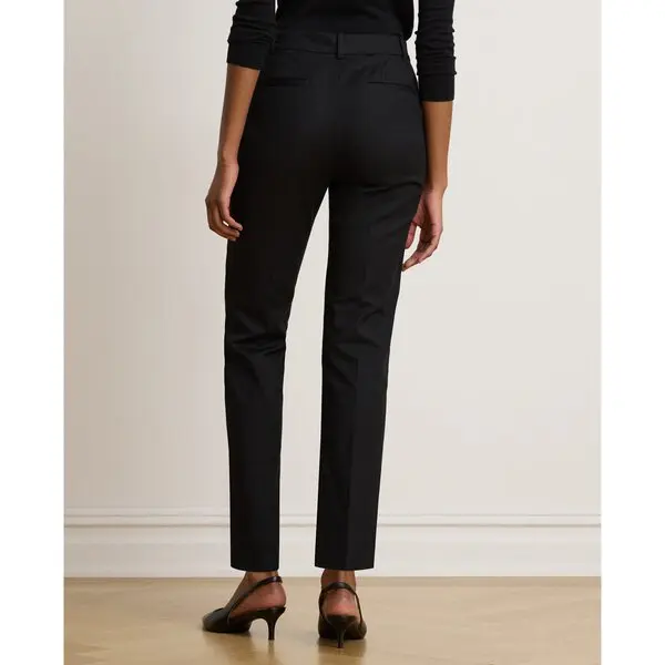 Ralph Lauren Double-faced Cotton Slim Straight Ankle Pants - Black