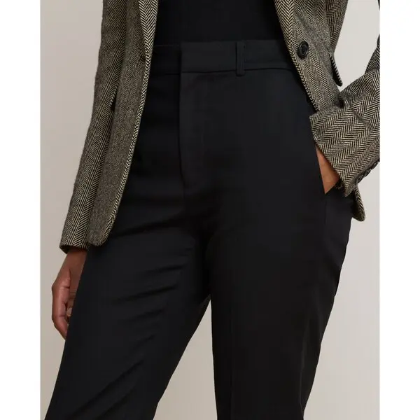 Ralph Lauren Double-faced Cotton Slim Straight Ankle Pants - Black