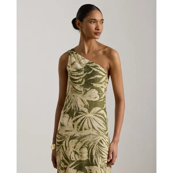 Ralph Lauren Print Georgette One-shoulder Gown