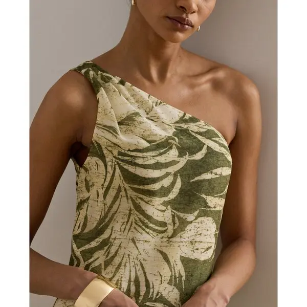 Ralph Lauren Print Georgette One-shoulder Gown