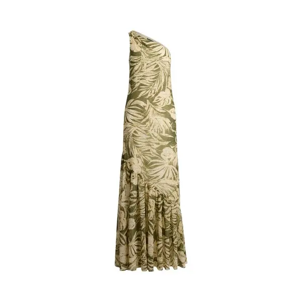 Ralph Lauren Print Georgette One-shoulder Gown