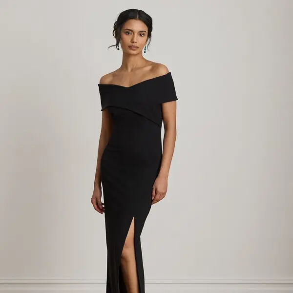 Ralph Lauren Faille Off-the-shoulder Gown - Black