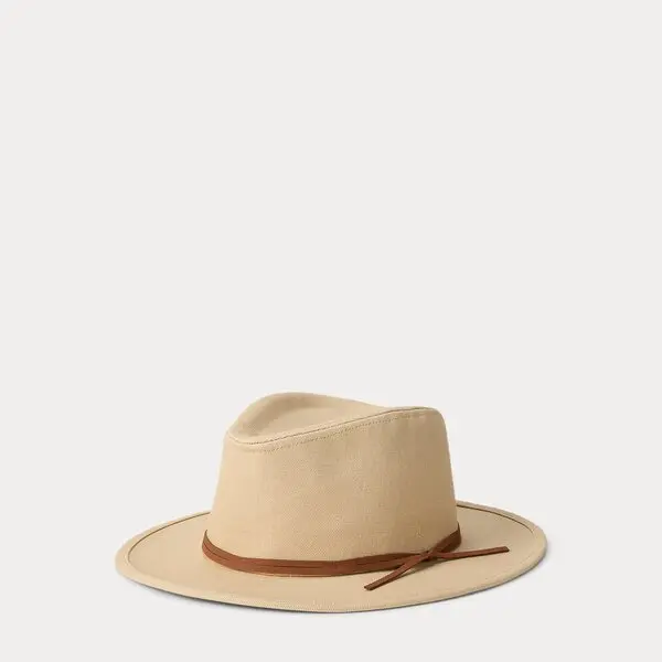 Ralph Lauren Cotton Canvas Fedora With Lambskin Trim - Ginger Tan