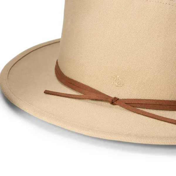 Ralph Lauren Cotton Canvas Fedora With Lambskin Trim