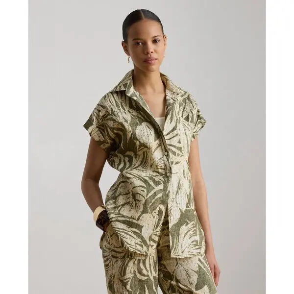 Ralph Lauren Relaxed Fit Short-sleeve Printed Linen Shirt - Olive Multi