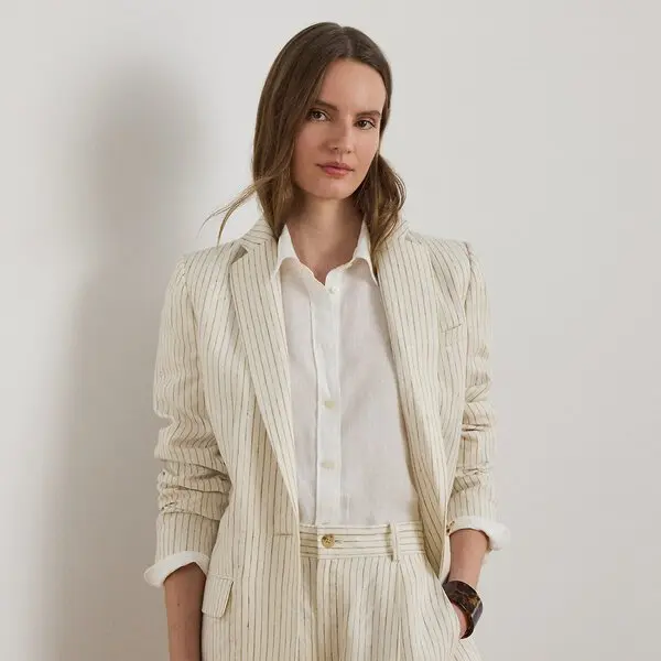 Ralph Lauren Striped Linen Blazer - Canyon Sand Multi