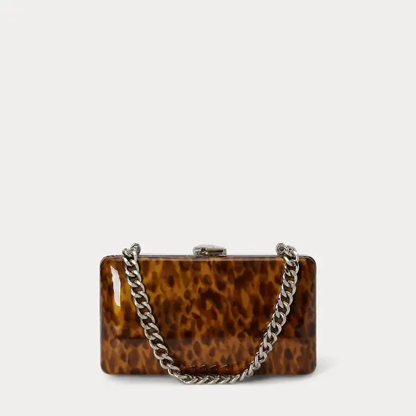 Ralph Lauren Tortoiseshell Patent Small Franki Clutch - Brown Multi