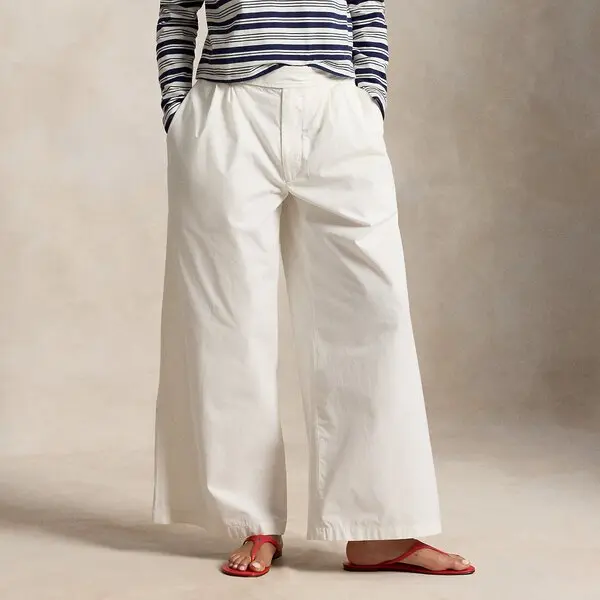 Ralph Lauren Cotton Relaxed Wide-leg Crop Pants - White