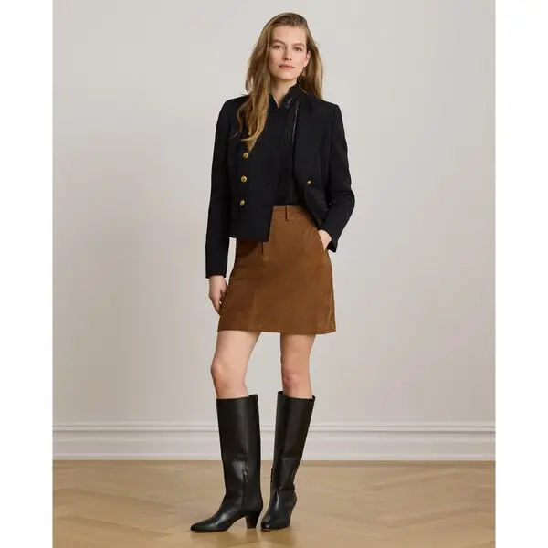Ralph Lauren Double-breasted Sablé Crepe Jacket With Crest Buttons