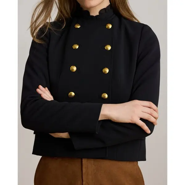 Ralph Lauren Double-breasted Sablé Crepe Jacket With Crest Buttons