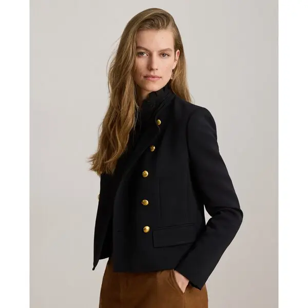 Ralph Lauren Double-breasted Sablé Crepe Jacket With Crest Buttons