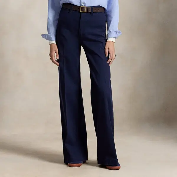 Ralph Lauren Beaton Stretch-cotton Flared Trousers - Navy