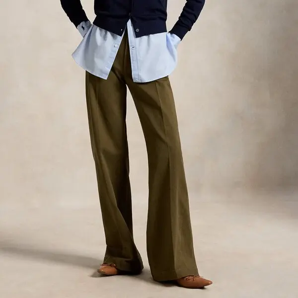 Ralph Lauren Beaton Stretch-cotton Flared Trousers - Olive