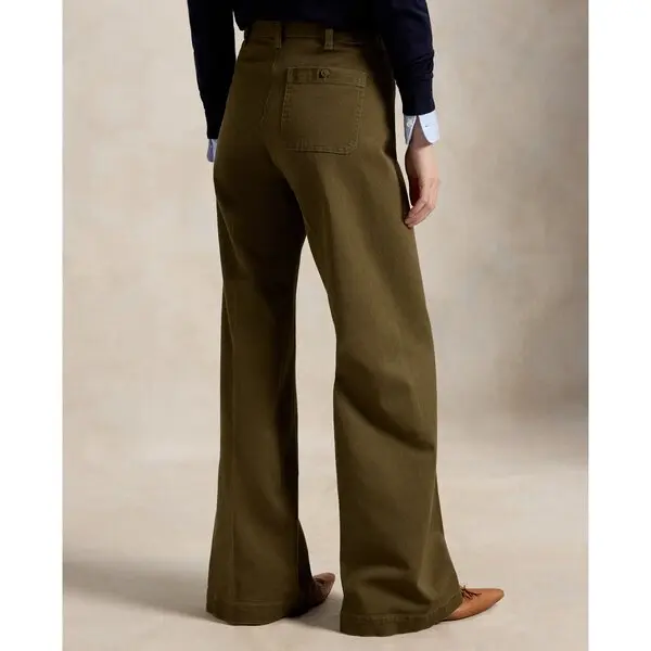 Ralph Lauren Beaton Stretch-cotton Flared Trousers - Olive