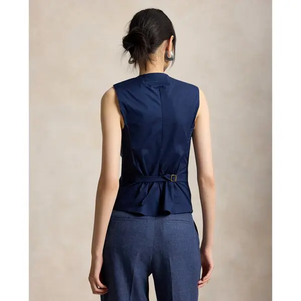 Ralph Lauren Buttoned Linen-cotton Vest - Blue Melange