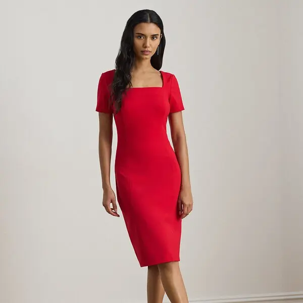 Ralph Lauren Faille Short-sleeve Cocktail Dress - Cruise Red