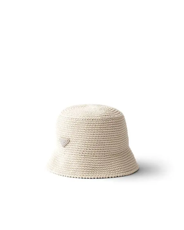 Prada Crochet Bucket Hat - Ivory