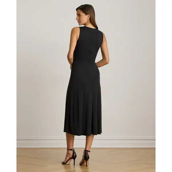 Ralph Lauren Sleeveless Twist-front Jersey Midi Dress - Black