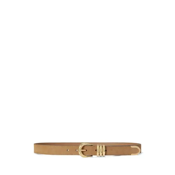 Ralph Lauren Suede Skinny Belt - Camel