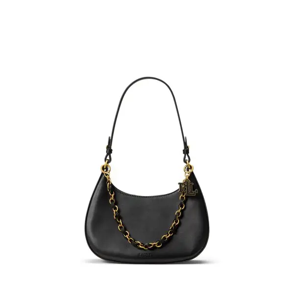 Ralph Lauren Leather Marcy Zip Shoulder Bag - Black