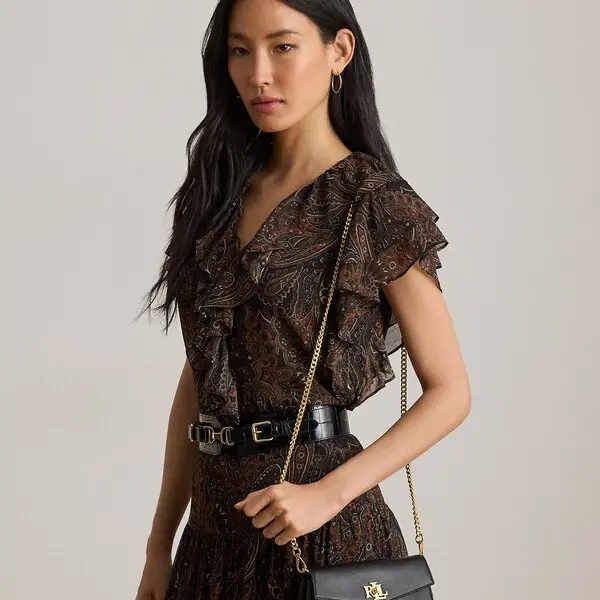 Ralph Lauren Nappa Leather Crossbody Wallet With Chain Strap