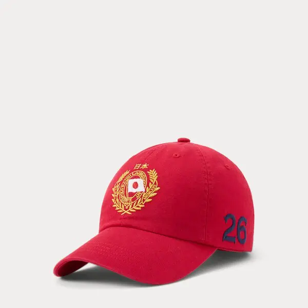 Ralph Lauren Cotton Twill Ball Cap With Japanese Crest - Red