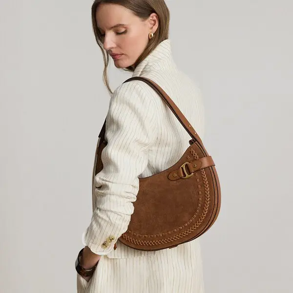 Ralph Lauren Whipstitched Large Tasha Shoulder Bag - Dark Lauren Tan/tan