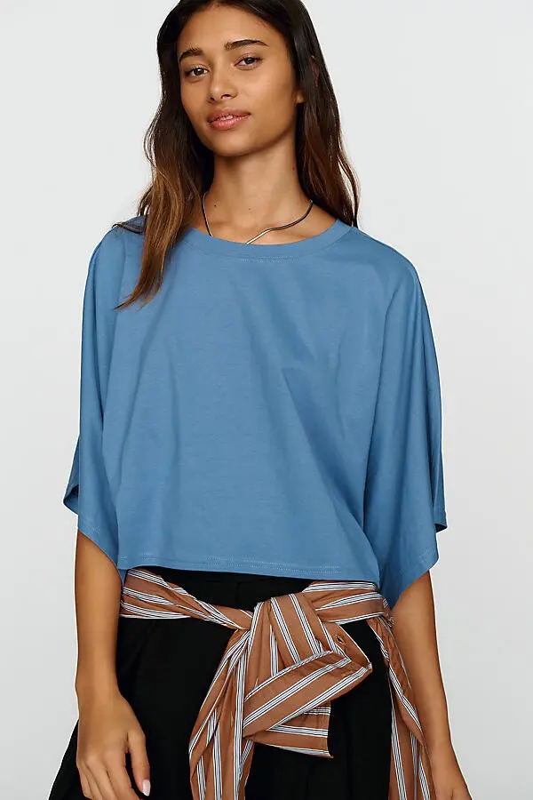 PILCRO Cotton Poncho Tee - Blue