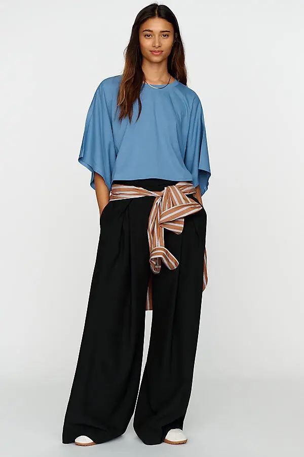 PILCRO Cotton Poncho Tee - Blue