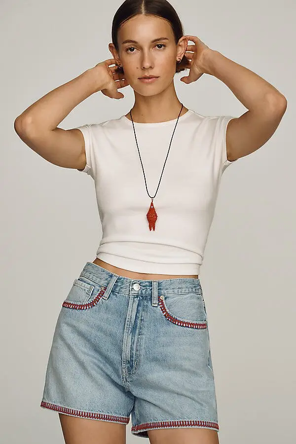 Rails X Giadzy Rancho Denim Shorts With Red Stitching Detail
