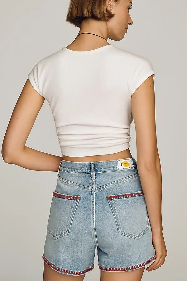 Rails X Giadzy Rancho Denim Shorts With Red Stitching Detail