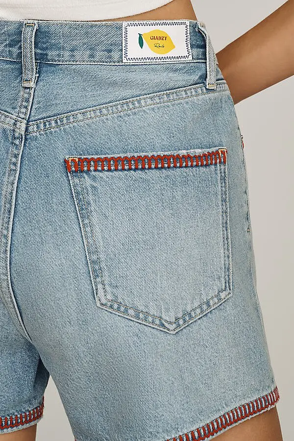 Rails X Giadzy Rancho Denim Shorts With Red Stitching Detail