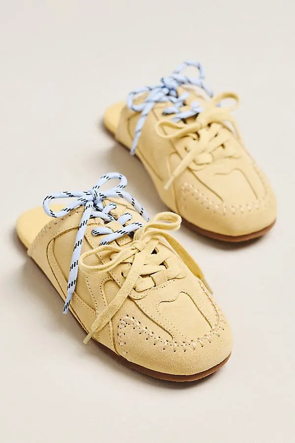 Matisse Suede Sneaker-mule Hybrid With Tie Fastening - Light Yellow