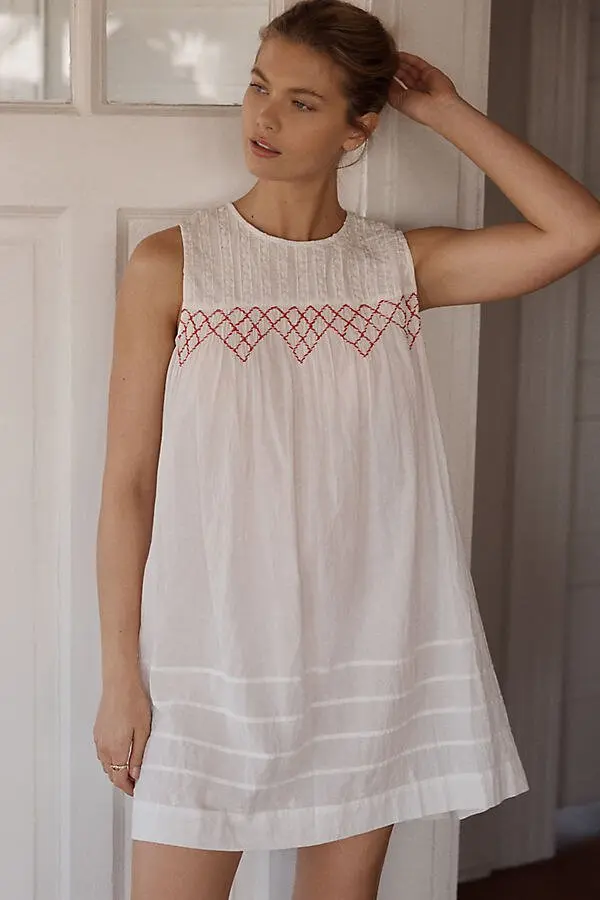 DAMSON MADDER Ambrose Cotton Midi Dress - White